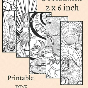 Printable 10 X Ocean Coloring Themed Bookmarks Set 2, Mermaids and ...