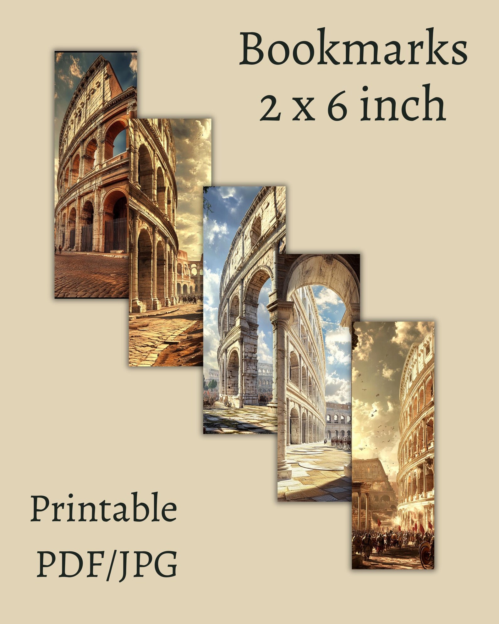 Printable 10 X Roman Colosseum Bookmarks, Instant Download PDF - Etsy