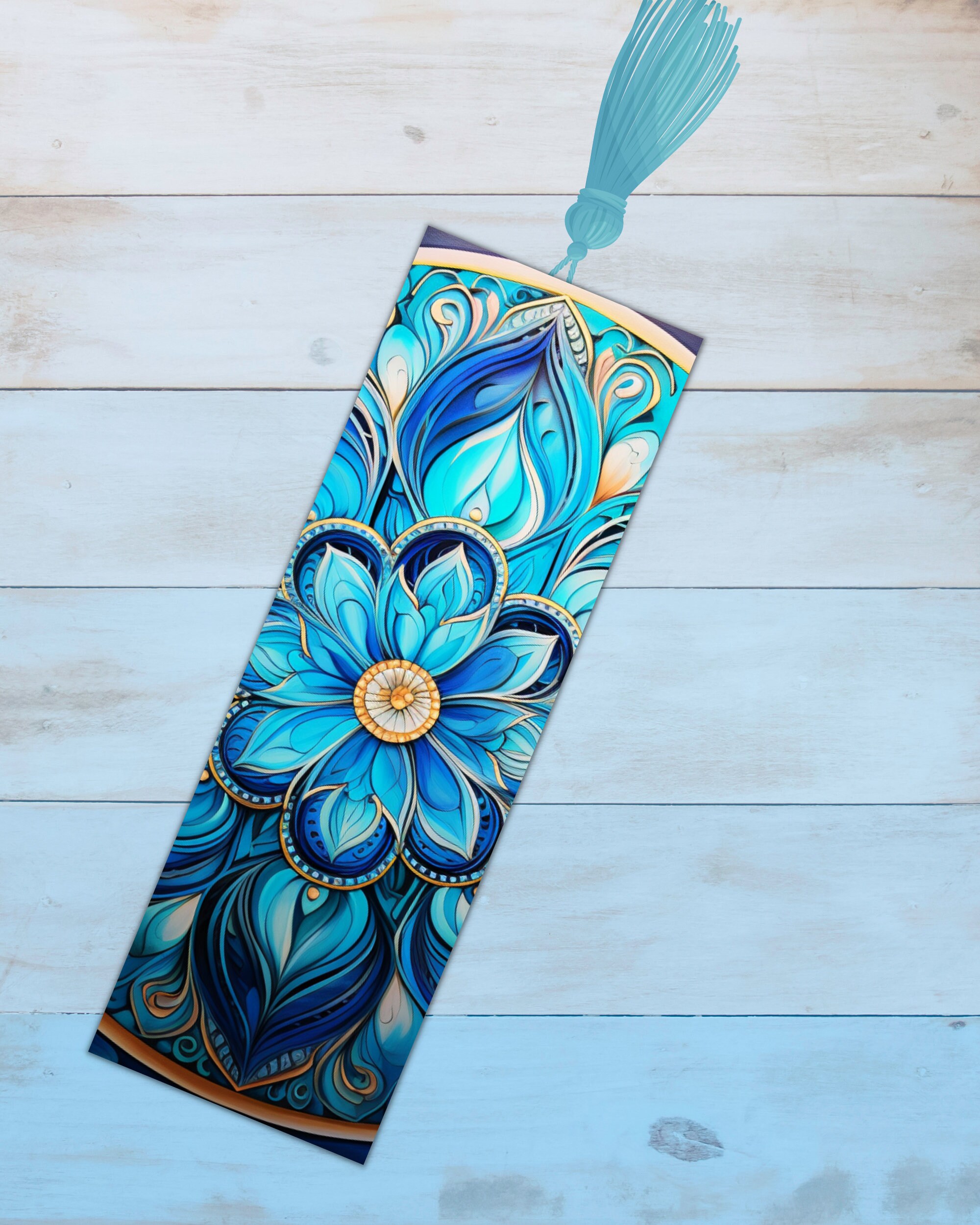 Printable 10 X Blue Themed Mandala Bookmarks, Instant Download PDF - Etsy