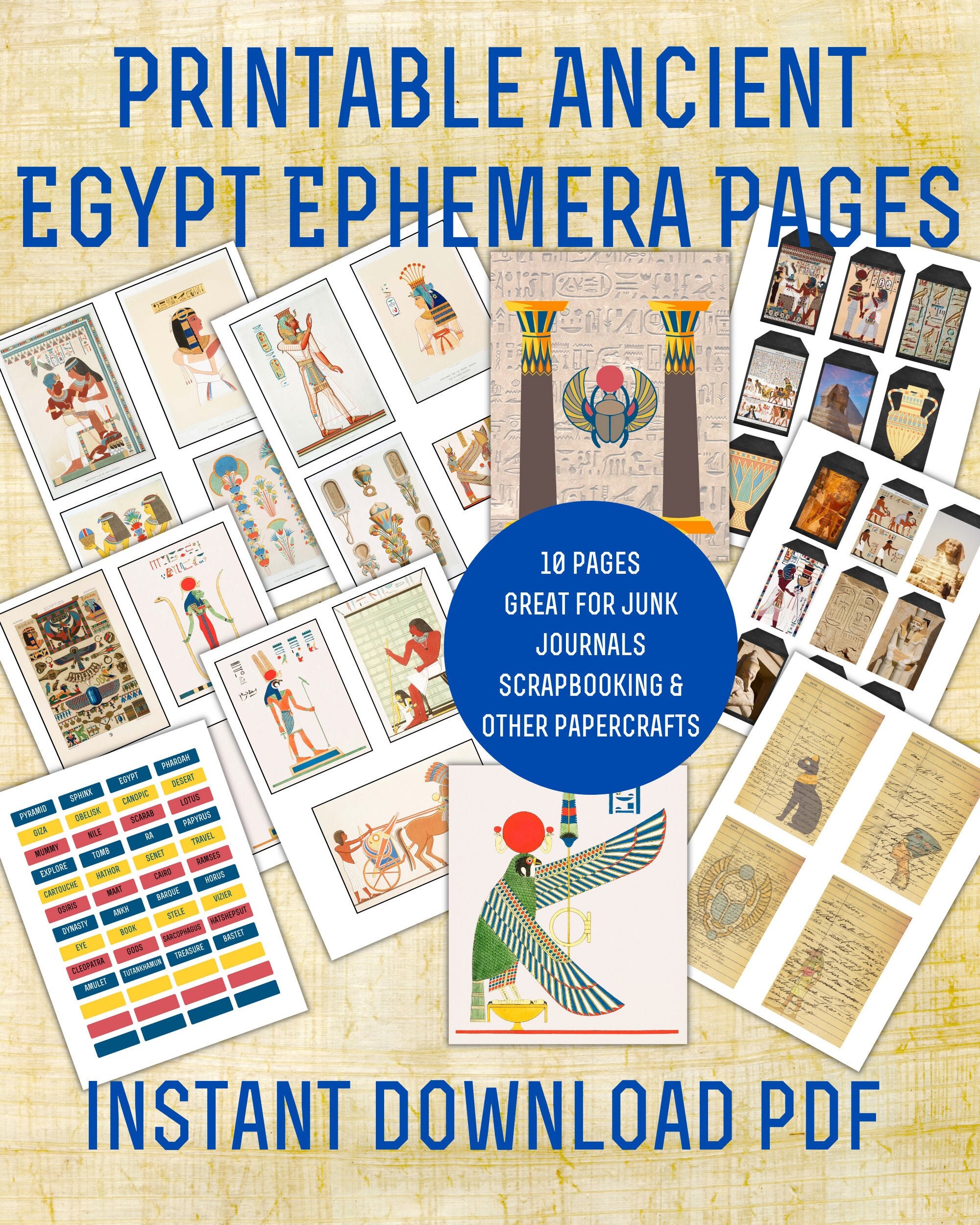 Printable Ancient Egypt Scrapbook, Junk Journal Vintage Paper Craft ...