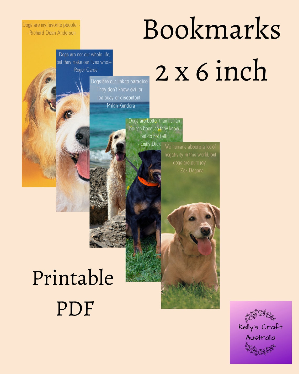 Printable 10 X Dog Bookmarks, Instant Download PDF - Etsy