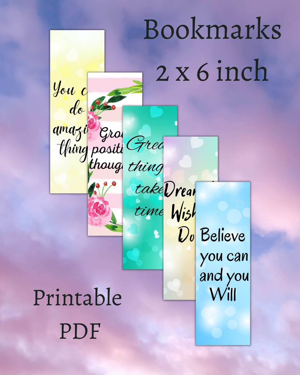 Printable 10 X Positivity Themed Bookmarks, Instant Download PDF - Etsy