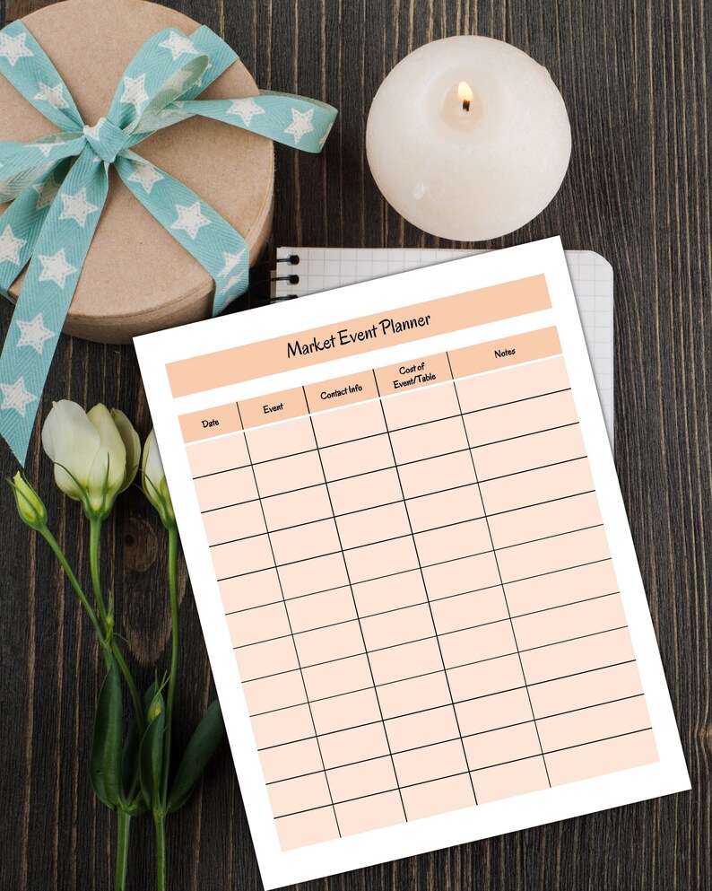 Printable Market and Fairs Planner, Craft Show Planner, Instant ...