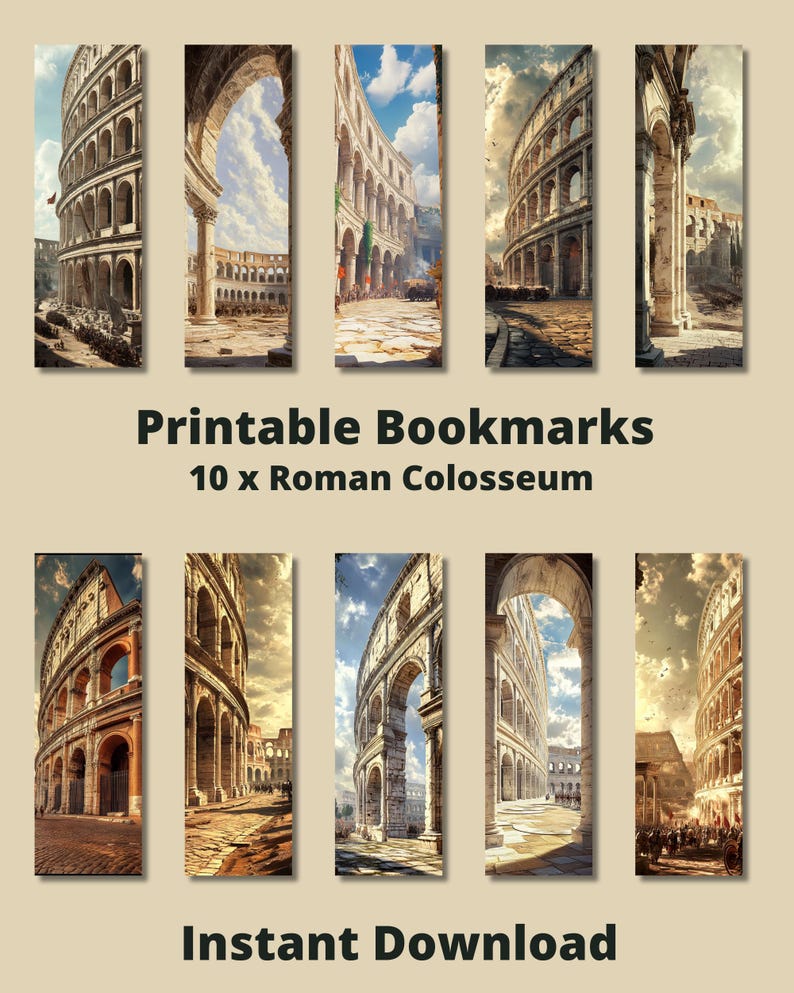 Printable 10 X Roman Colosseum Bookmarks, Instant Download PDF - Etsy
