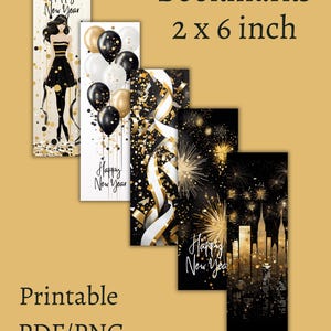 Printable 10 X Happy New Year Bookmarks, Instant Download PDF/PNG - Etsy