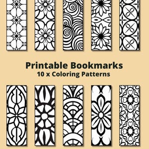Printable 10 X Coloring Patterns Bookmarks, Junk Journal Ephemera ...