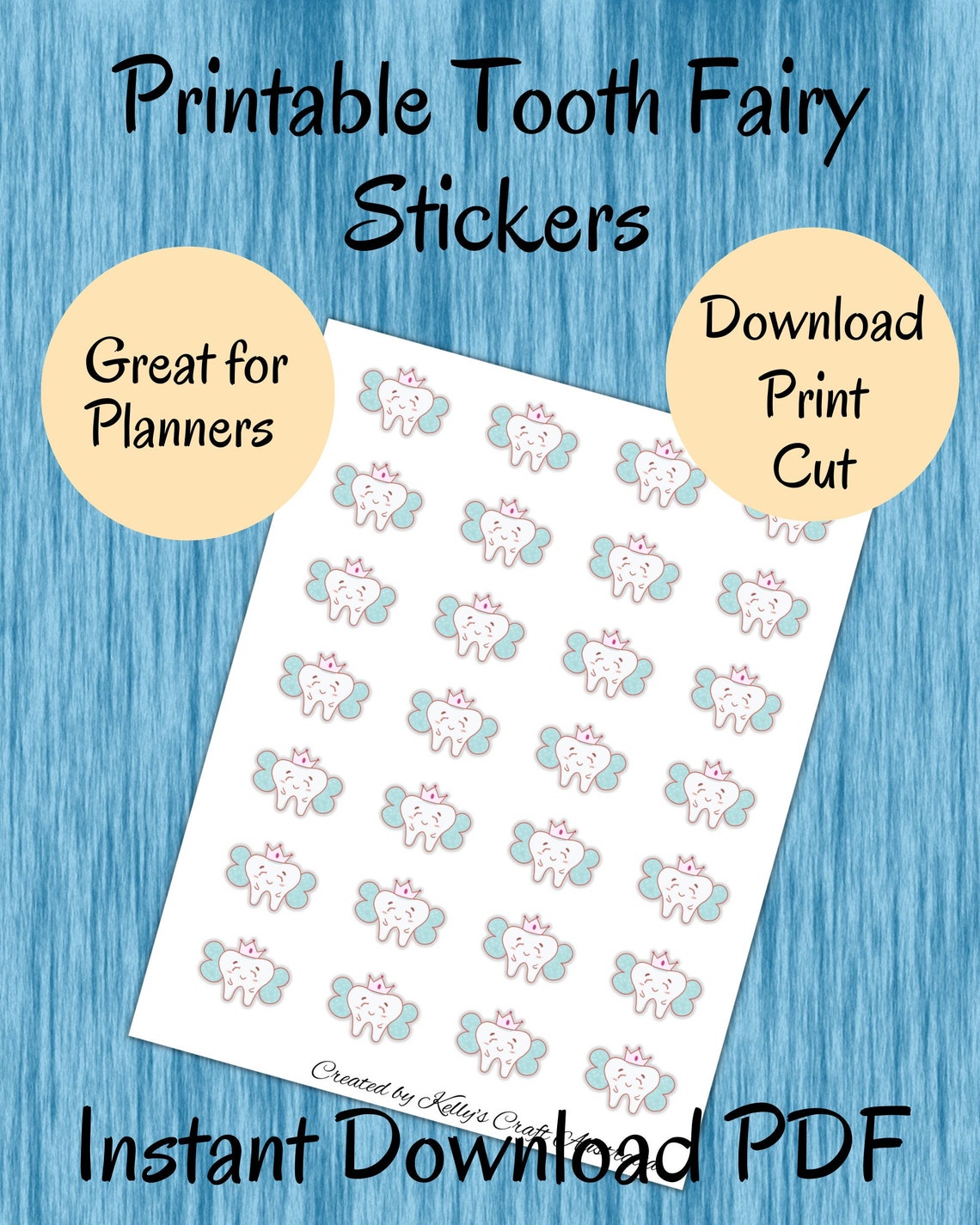 Printable Tooth Fairy Stickers Page Planner Stickers Digital - Etsy