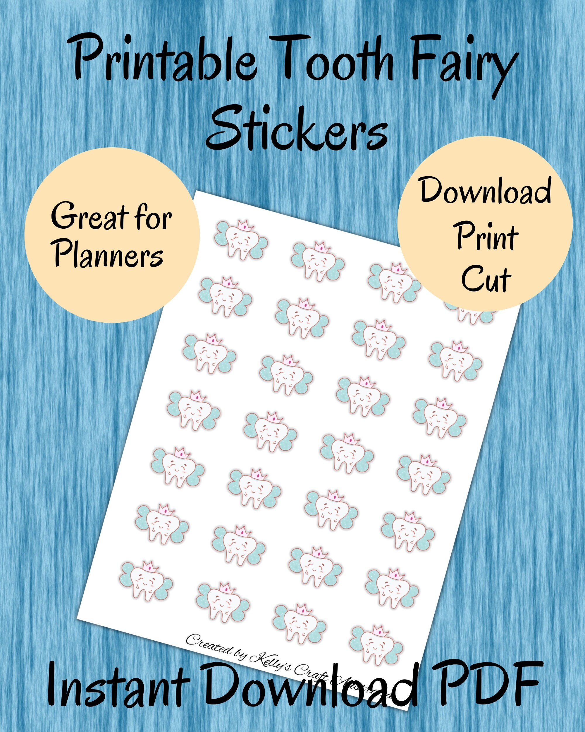 Printable Tooth Fairy Stickers Page Planner Stickers Digital - Etsy