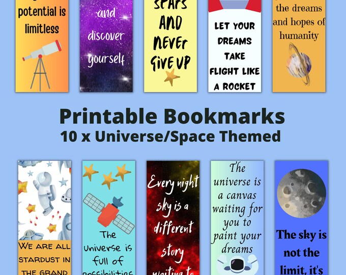 Printable Bookmarks Galaxy Stars Space Quotes Bookmarks for Books Are ...