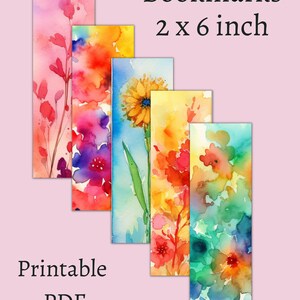 Printable 10 X Watercolor Floral Themed Bookmarks, Instant Download PDF ...