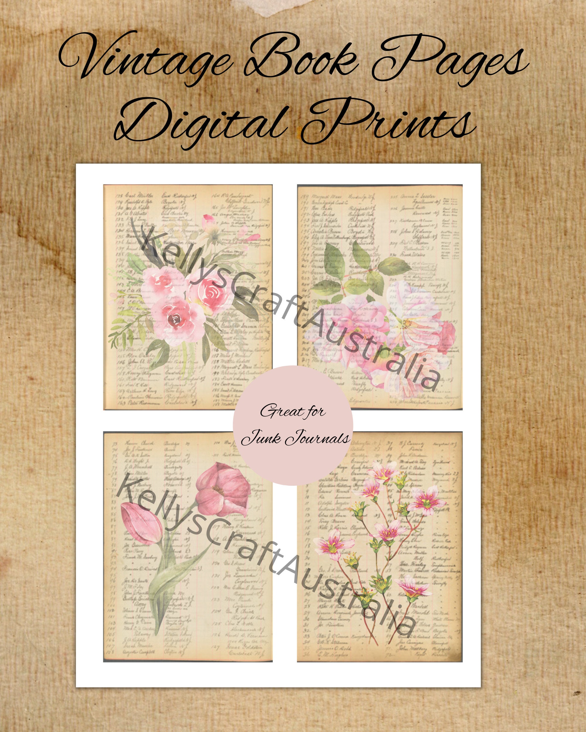 Printable Vintage Book Pages, 10 Pictures, 8.5 X 11, Junk Journal ...