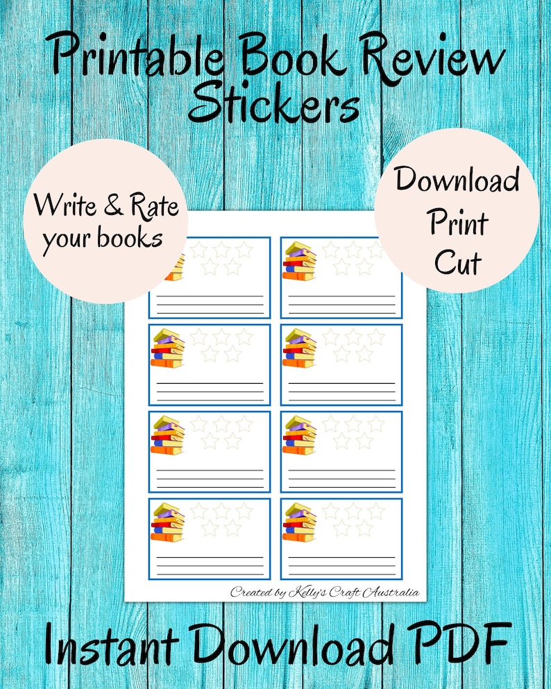 Printable Book Review Stickers Reading Stickers Digital - Etsy