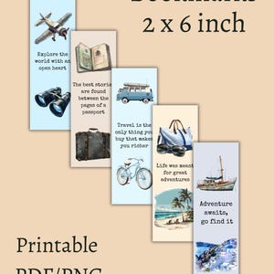 Printable 10 X Travel Themed Bookmarks, Junk Journal Ephemera, Instant ...