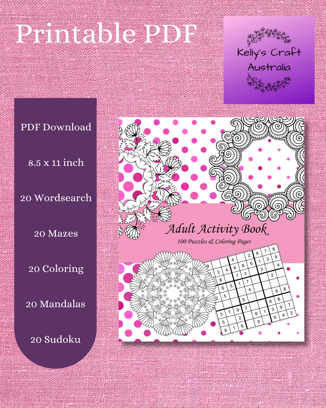 Printable Adult Activity Book PDF Digital Download 100 Puzzles ...