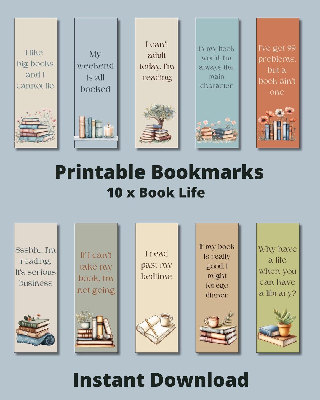 Printable 10 X Book Life Bookmarks, Instant Download PDF - Etsy
