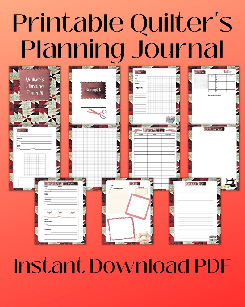 Printable Quilter's Planning Journal, Quilting Projects, Instant ...