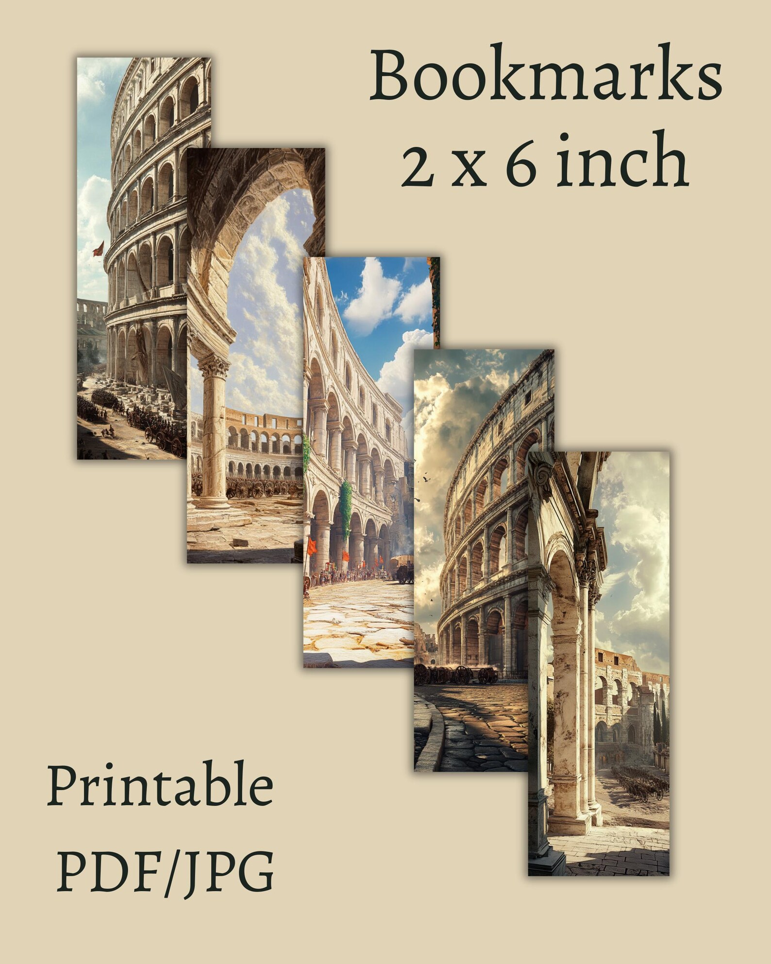 Printable 10 X Roman Colosseum Bookmarks, Instant Download PDF - Etsy