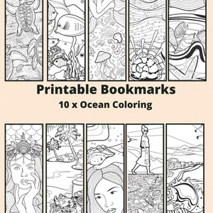 Printable 10 X Ocean Coloring Themed Bookmarks, Mermaids and Shells ...