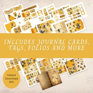 Printable Bee Theme Junk Journal Kit, 27 Pages, Book Cover, Papers ...