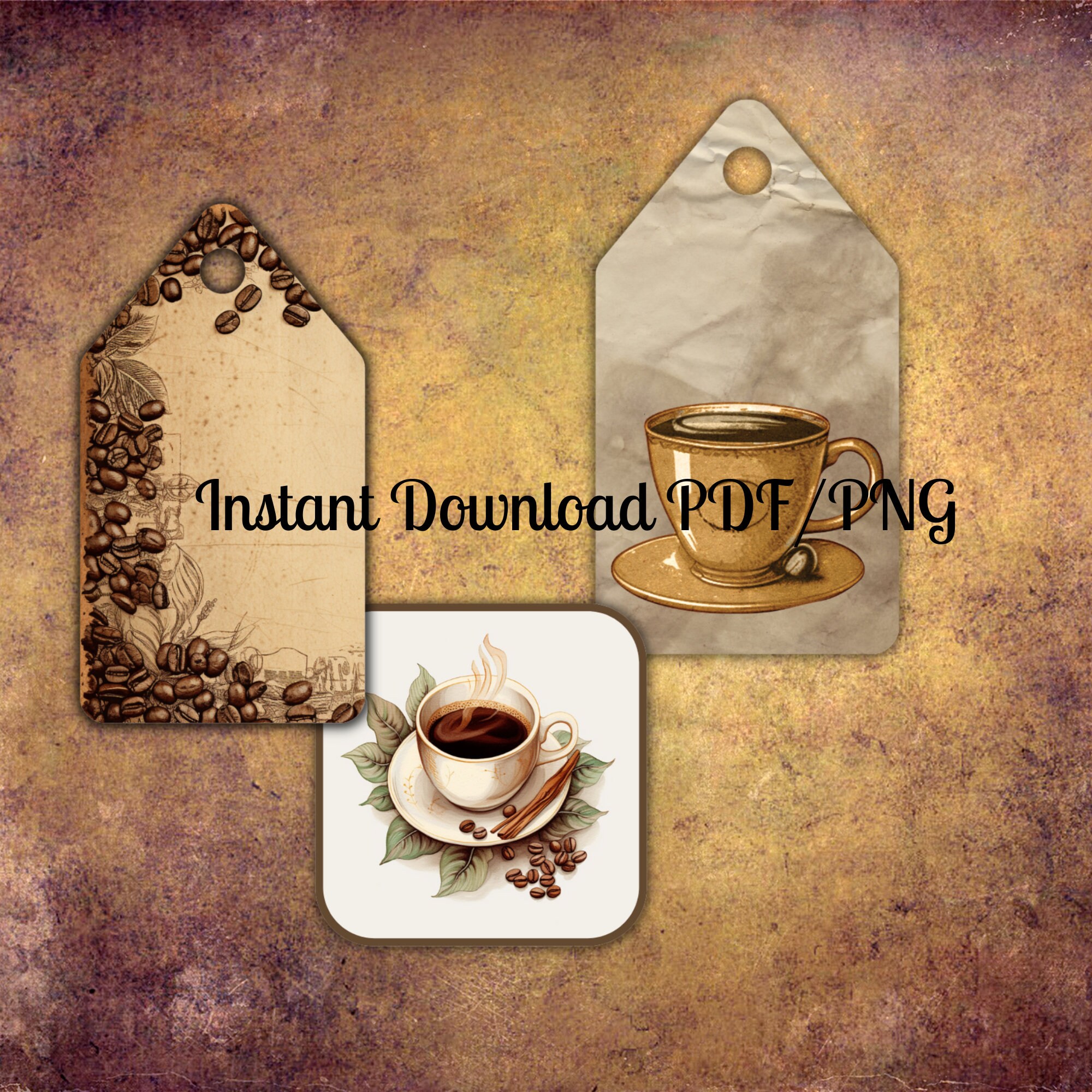 Printable Coffee Theme Pages & Tags, Junk Journal, Scrapbook Ephemera ...