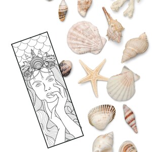 Printable 10 X Ocean Coloring Themed Bookmarks, Mermaids and Shells ...