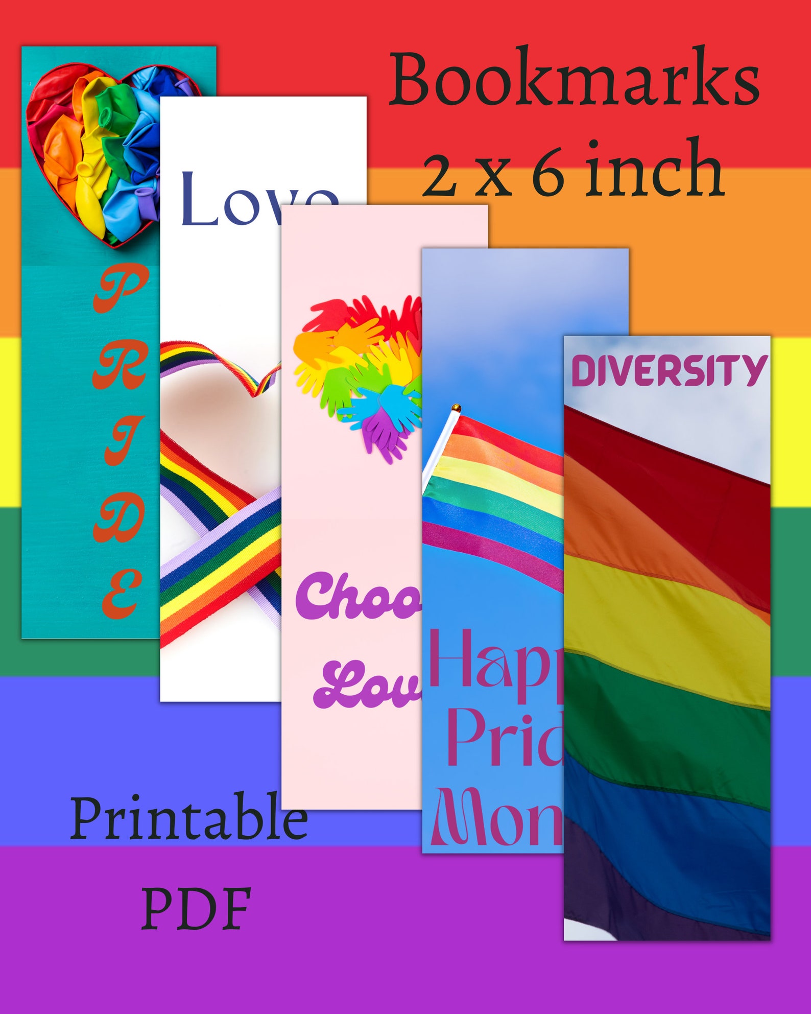 Printable Pride Bookmarks, LGBTQI Bookmarks, Set of 10, Instant ...
