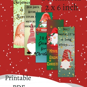 Printable 10 X Christmas Gnomes Bookmarks, Instant Download PDF - Etsy