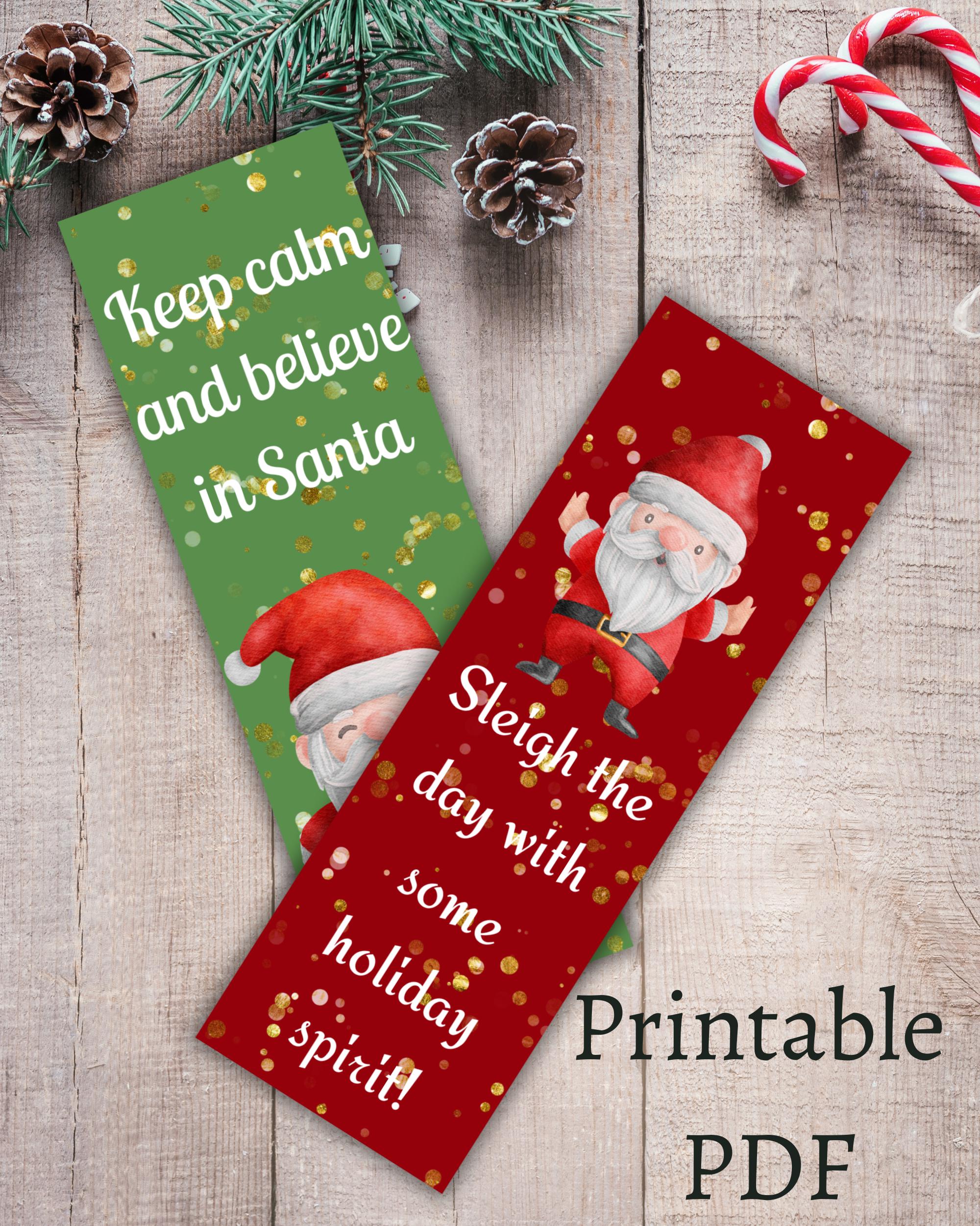 Printable 10 X Christmas Santa Bookmarks, Junk Journal Ephemera ...