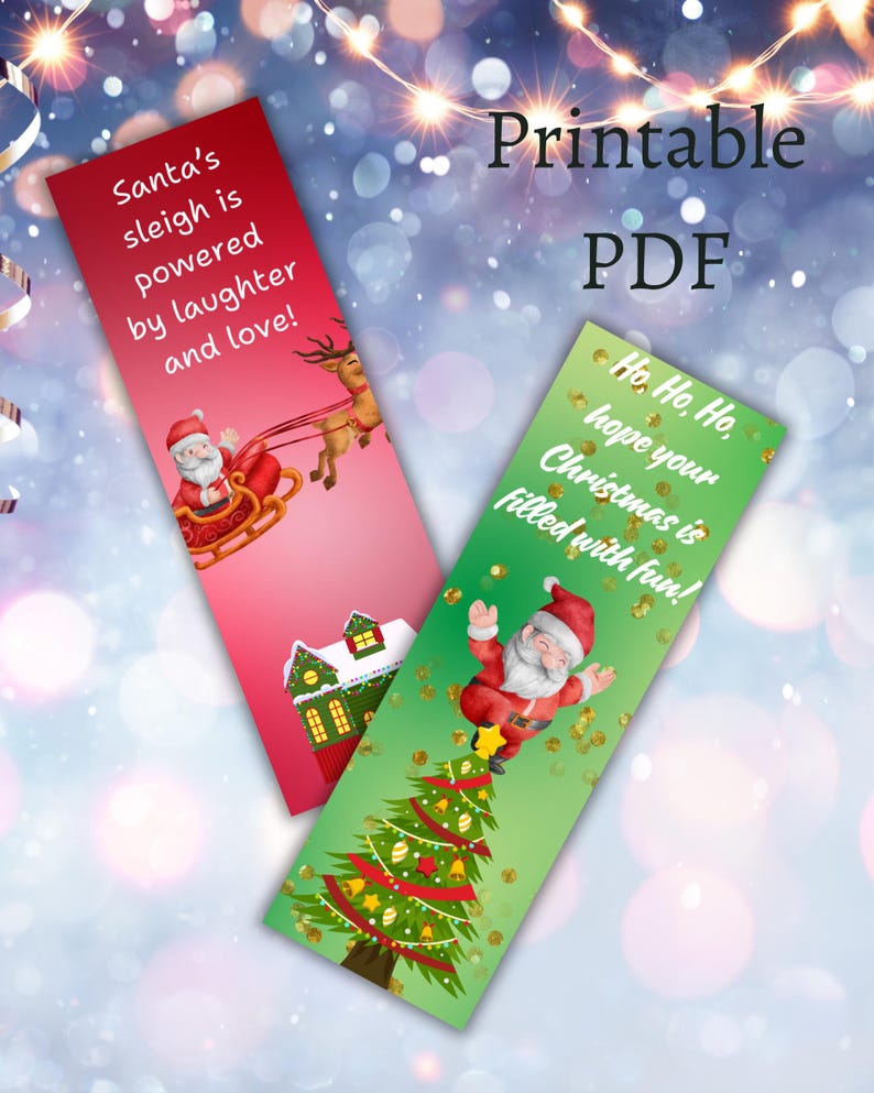 Printable 10 X Christmas Santa Bookmarks, Junk Journal Ephemera ...