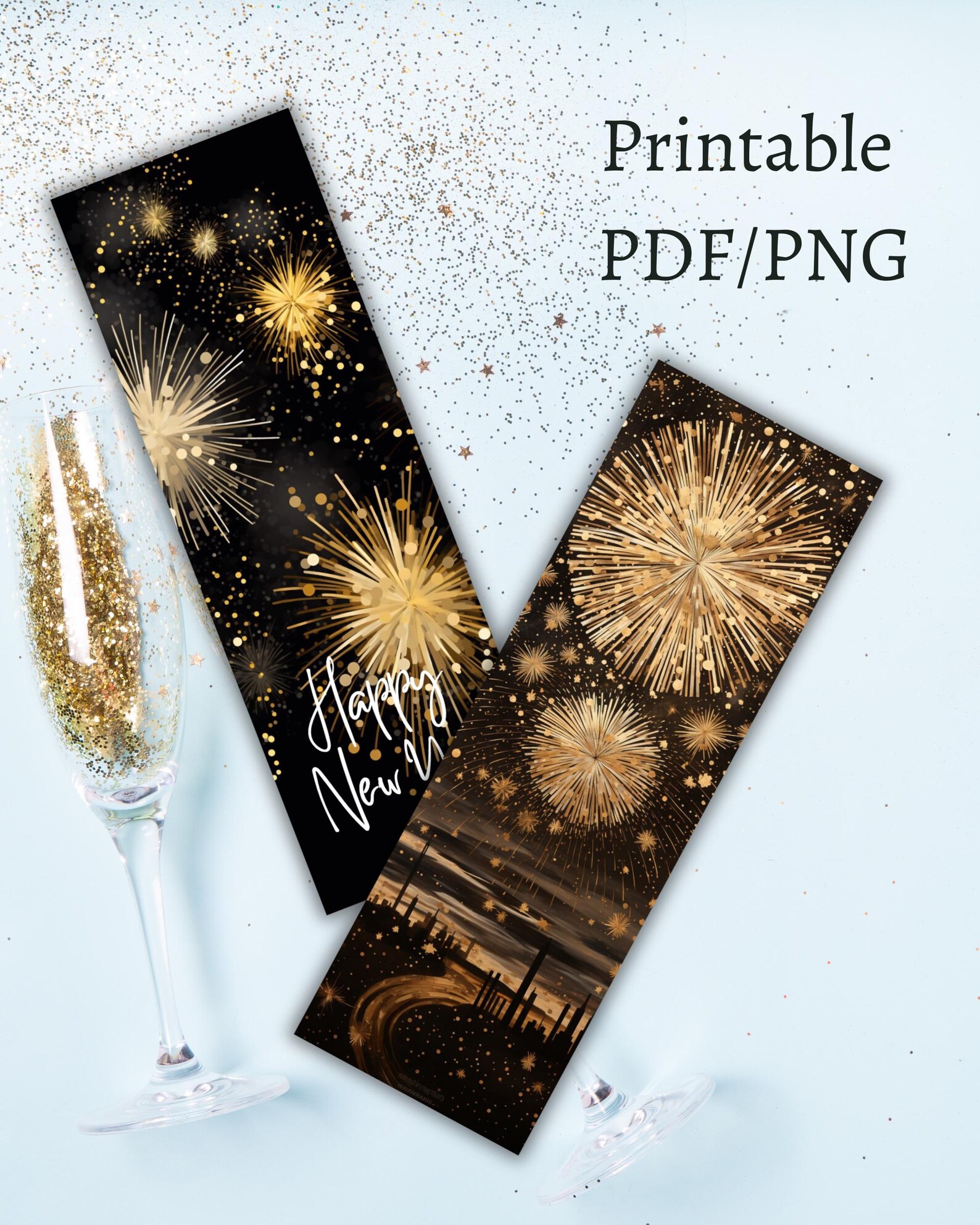 Printable 10 X Happy New Year Bookmarks, Instant Download PDF/PNG - Etsy