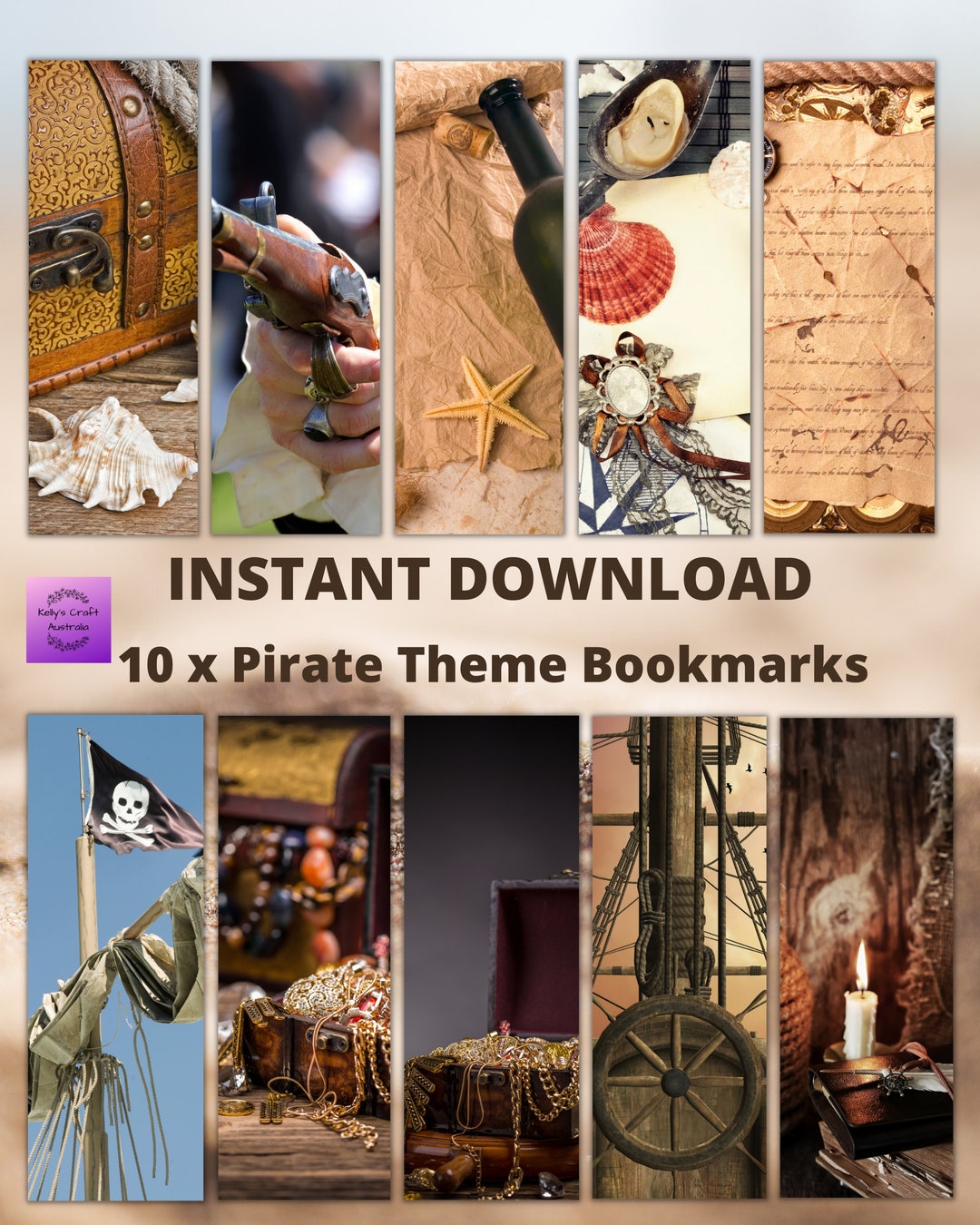 Printable 10 X Pirate Themed Bookmarks, Instant Download PDF - Etsy