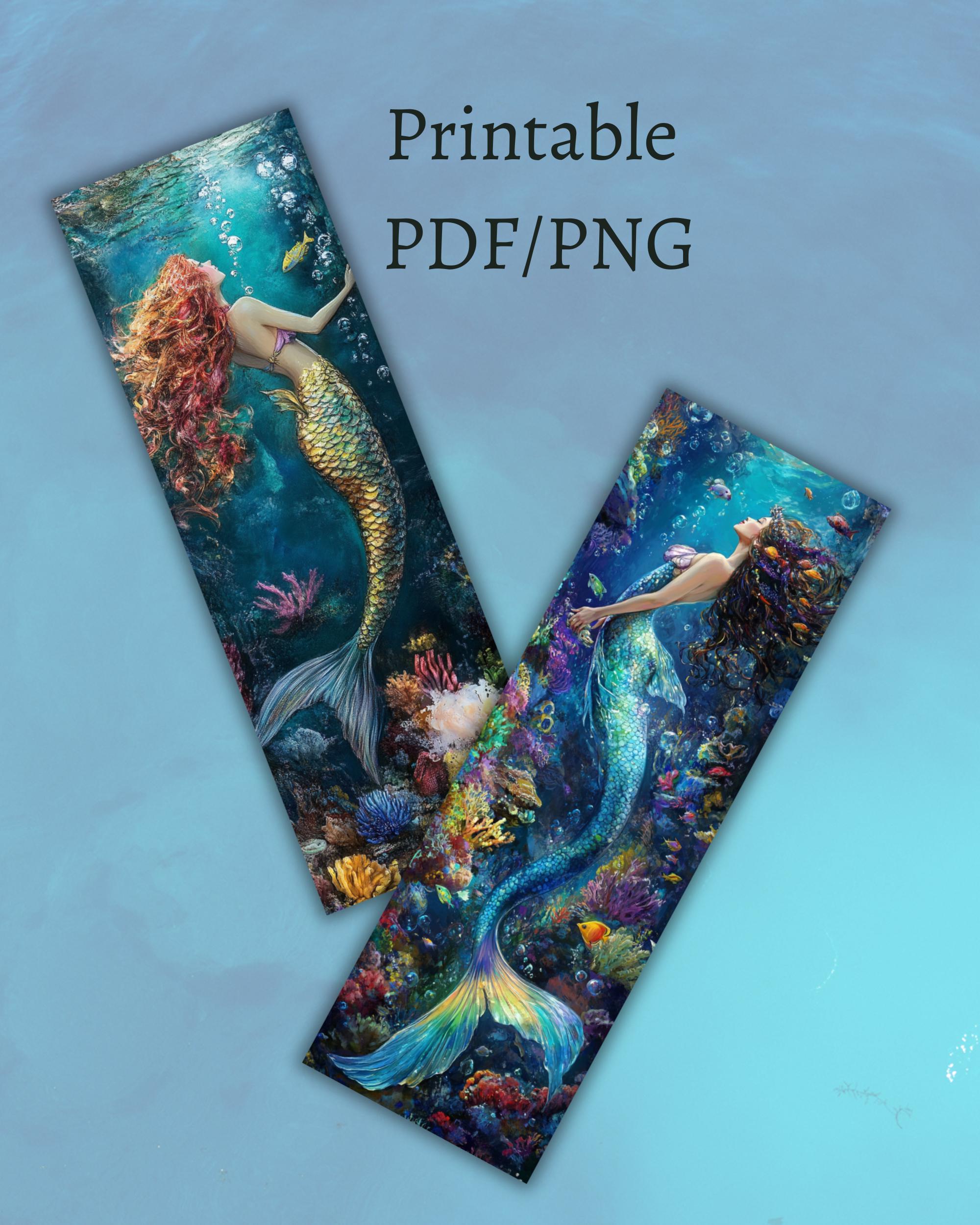 Printable 10 X Mermaids Bookmarks, Instant Download PDF/JPG - Etsy