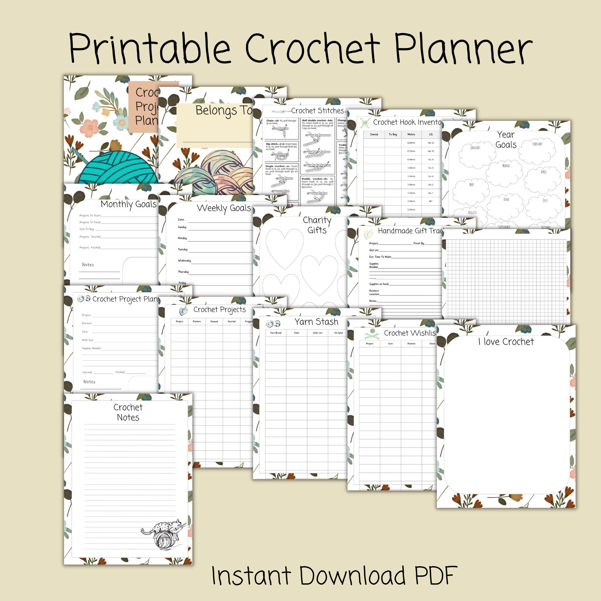 Printable Crochet Planning Journal, Crochet Projects, Instant Download ...