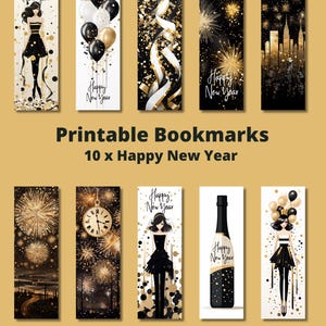 Printable 10 X Happy New Year Bookmarks, Instant Download PDF/PNG - Etsy