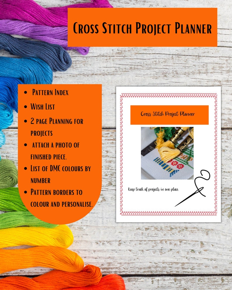 Printable Cross Stitch Planner, Project Organizer, Instant Download PDF ...