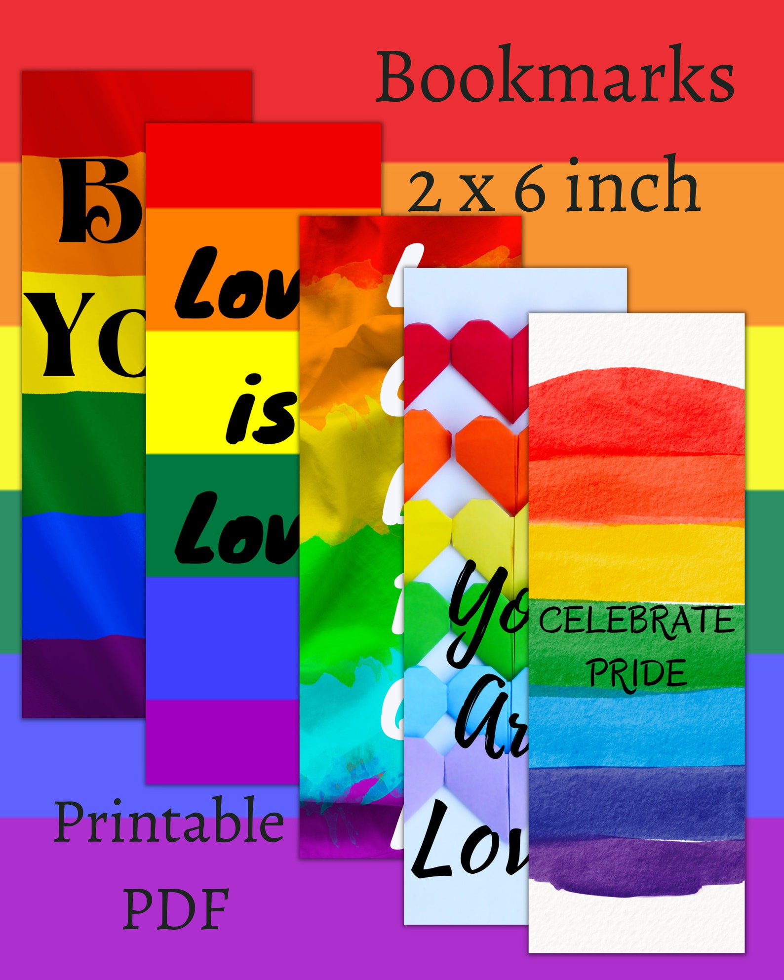 Printable Pride Bookmarks, LGBTQI Bookmarks, Set of 10, Instant ...