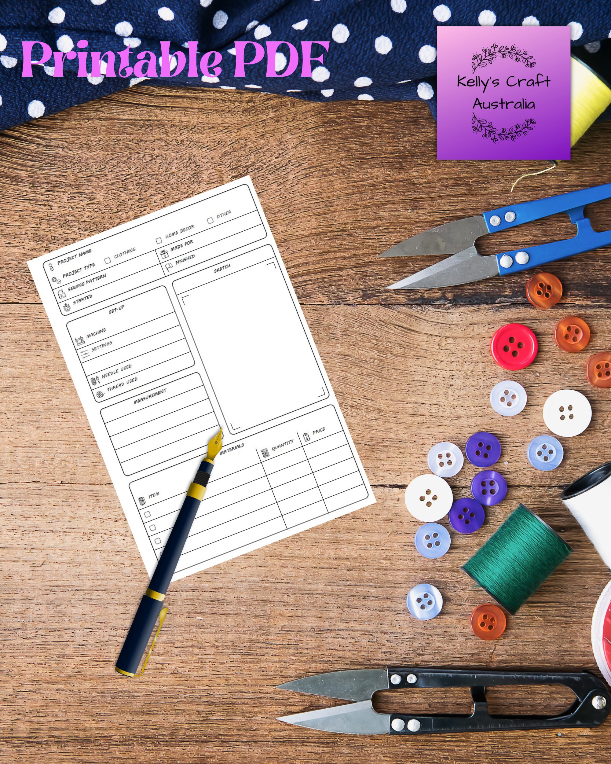 Printable Sewing Journal, Sewing Planner Organiser - Instant Download ...