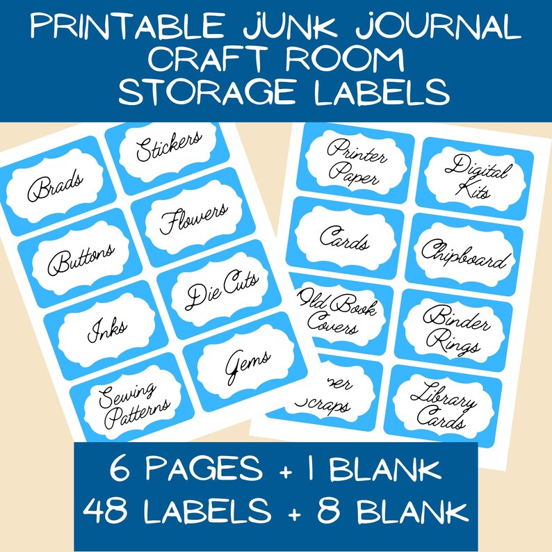 Printable Junk Journal Craft Storage Labels – Organize Your Craft Room ...