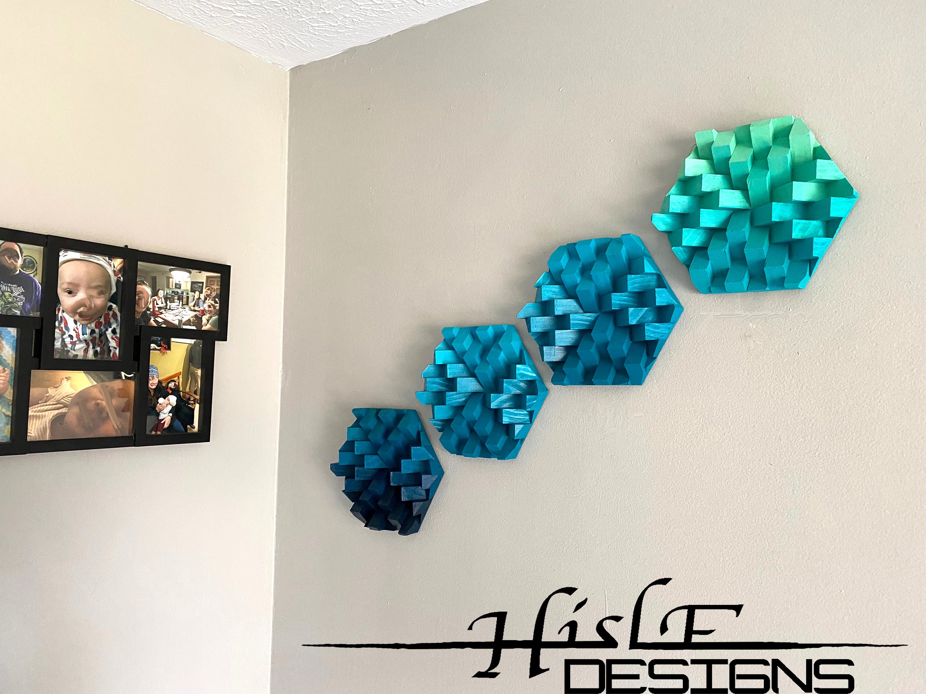 3d Wood Hexagon Wall Art Dimensional Set Of 4 Etsy