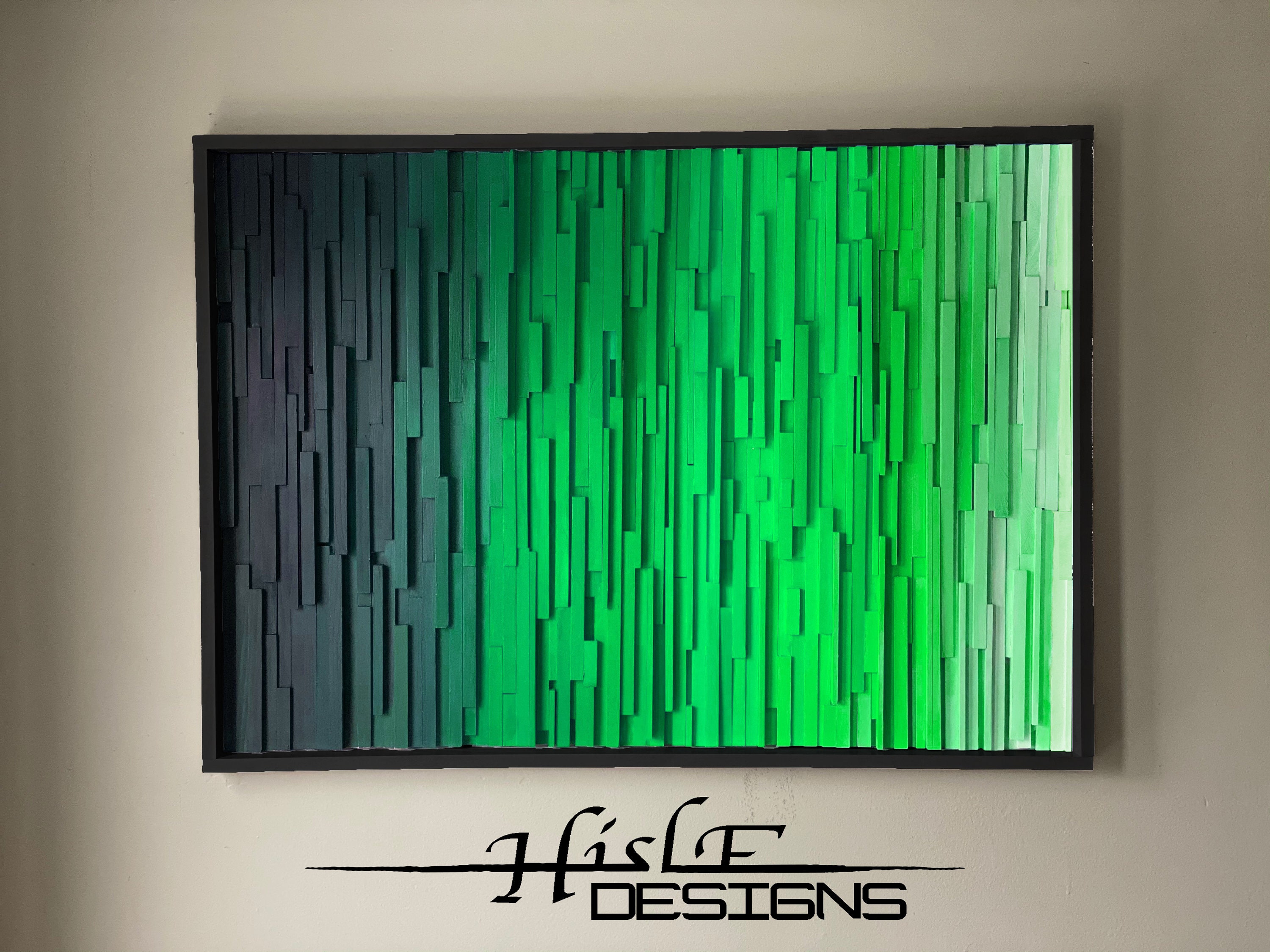 Green Gradient Art Dimensional Wall Art Dimensional Wood | Etsy