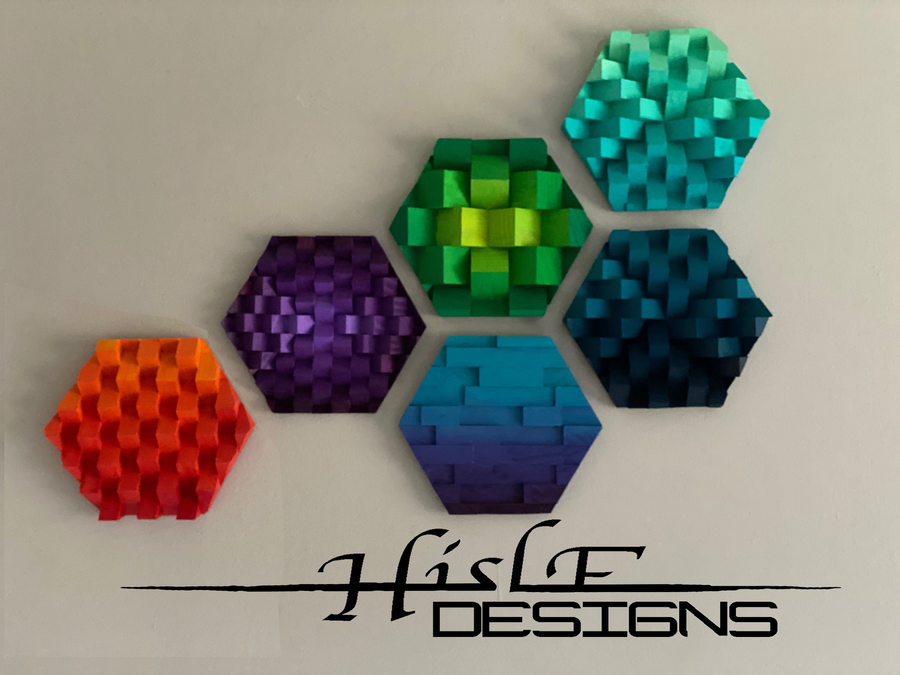 Set of 5 Dimensional Wall Art Hexagon Decor Dimensional Wood Hexagon ...