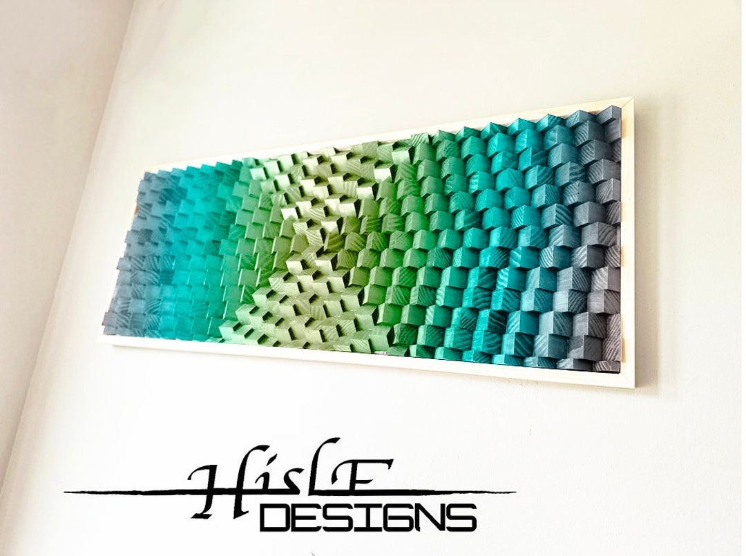 Blue Green Gradient Parametric Wall Art Dimensional Wall Art Wood Wall ...