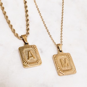 Gold Men's Rope Chain Initial Vintage Necklace - Etsy