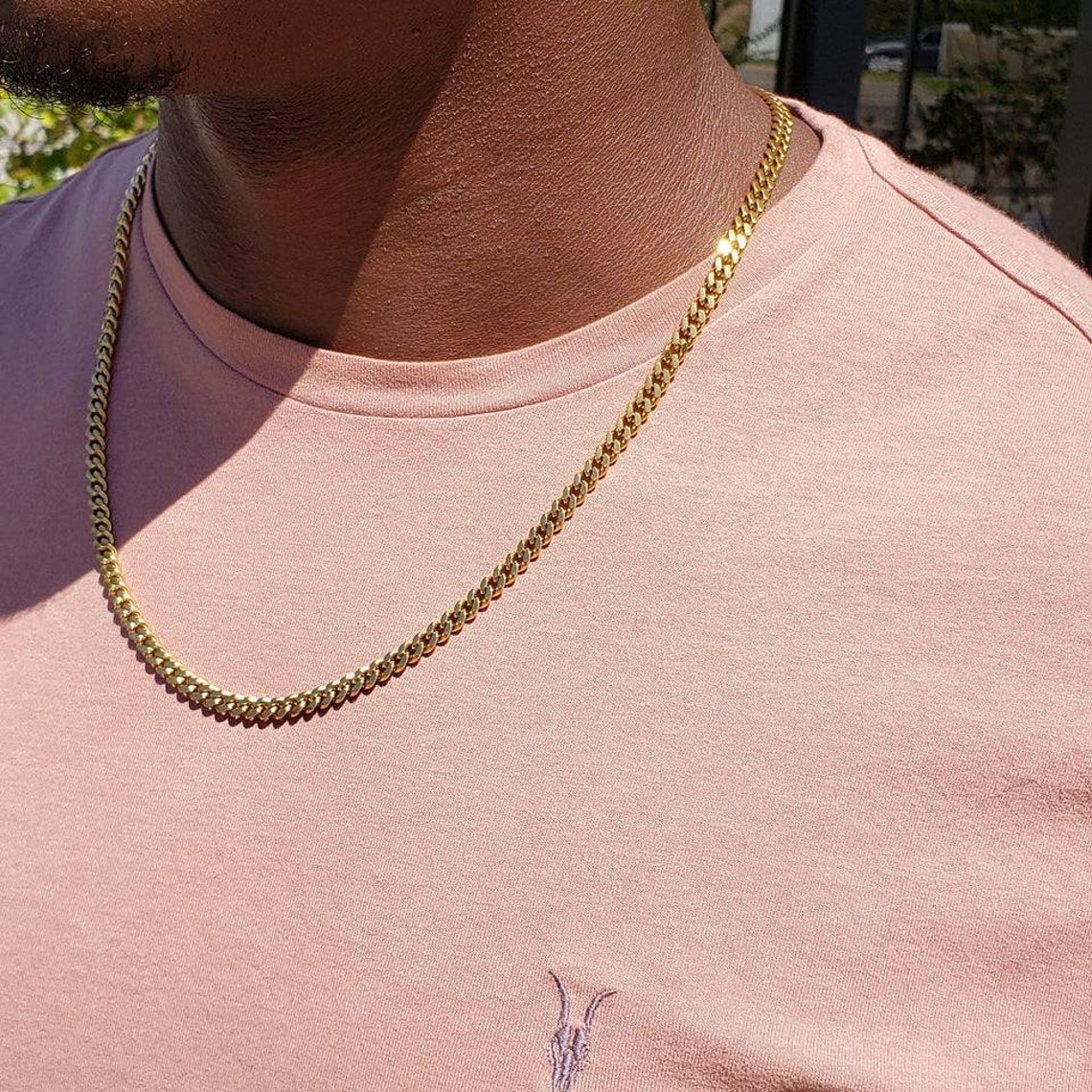 Men's Waterproof Gold Cuban Link Chain Necklace - Etsy