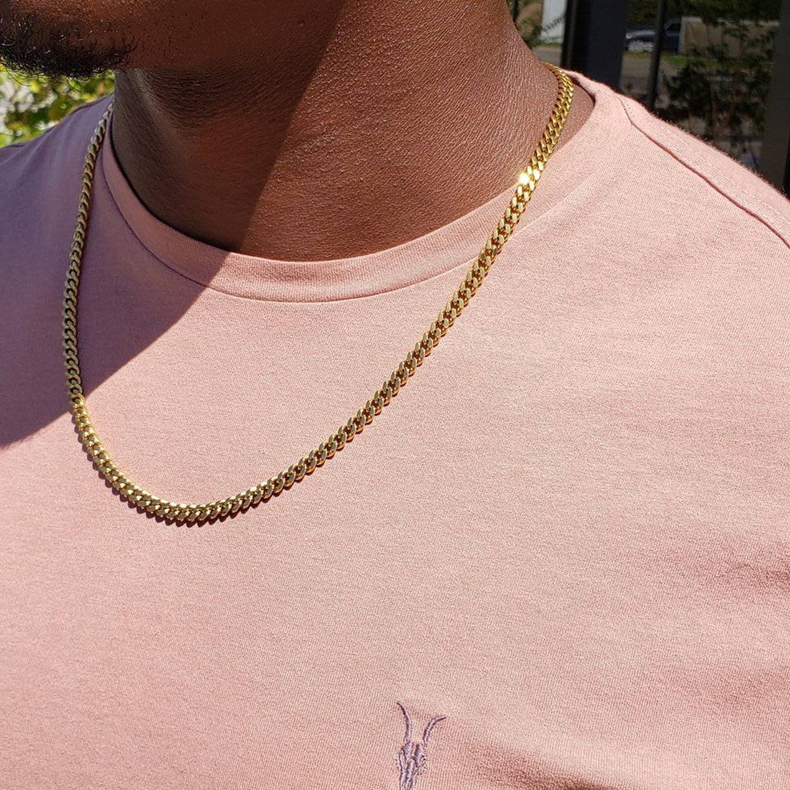 Men's Waterproof Gold Cuban Link Chain Necklace - Etsy