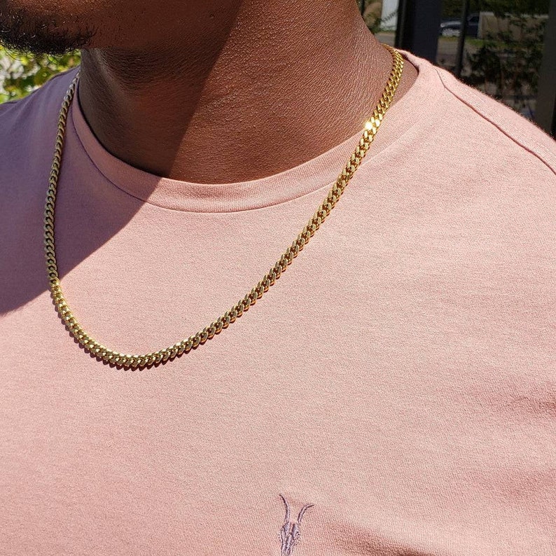 Men's Waterproof Gold Cuban Link Chain Necklace - Etsy