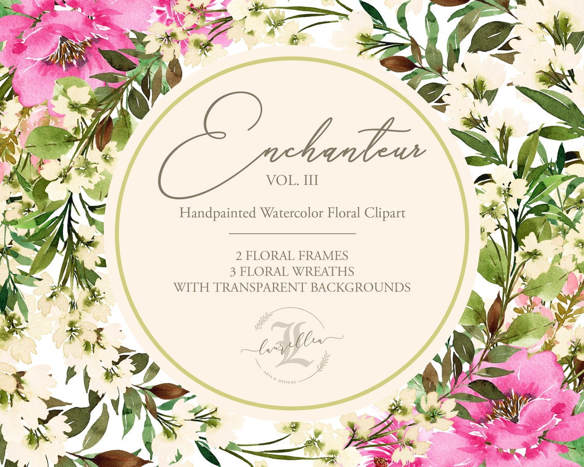 Spring Watercolor Floral Frames & Wreaths Clip Art | Wedding Scrapbook ...