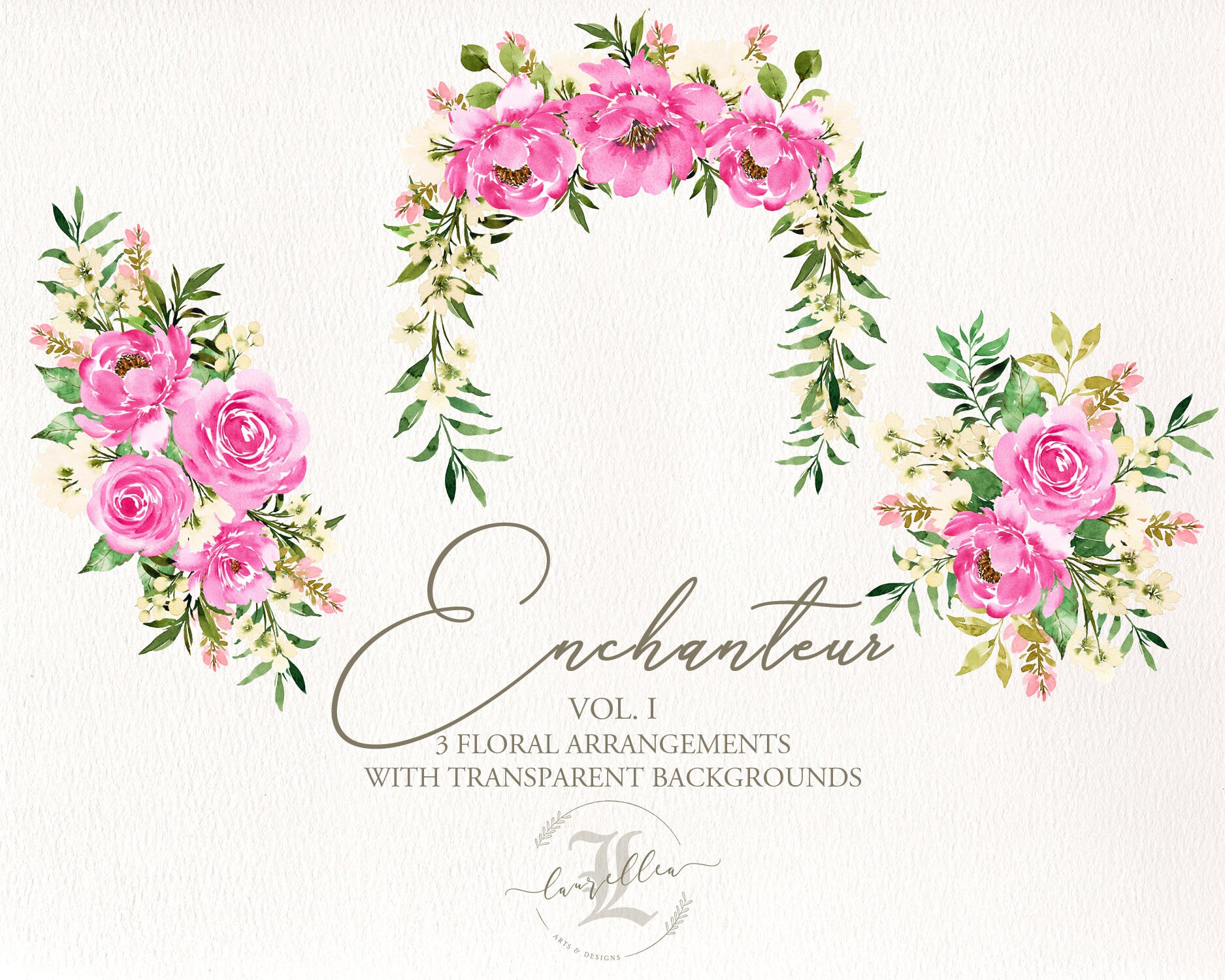 Spring Handpainted Watercolor Floral Elements & Arrangements Clipart ...