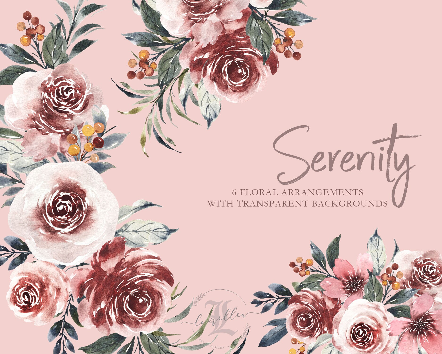 Autumn Watercolor Floral Clipart Wedding Flower Bouquets Digital ...