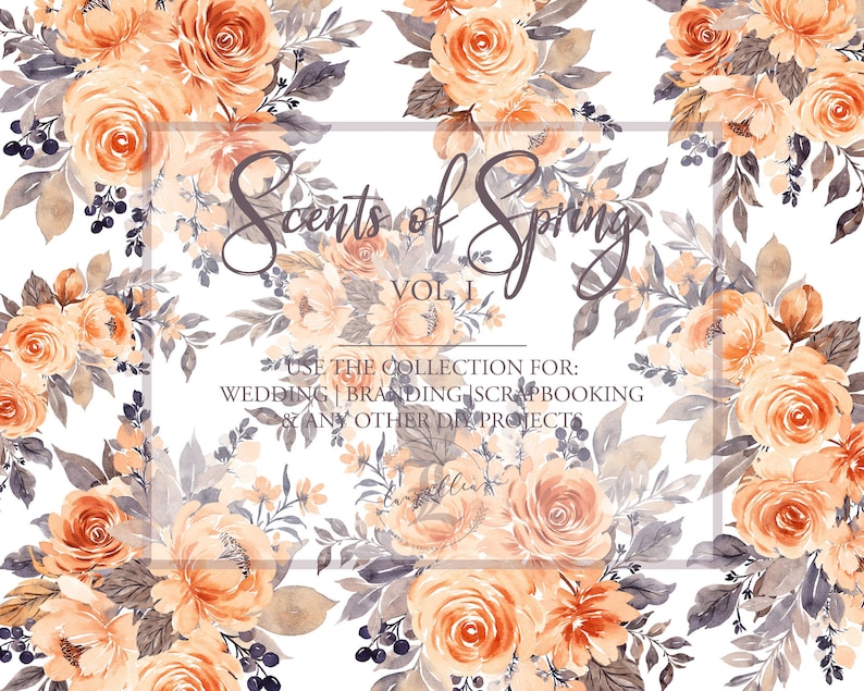 Spring Watercolor Floral Clipart, Spring Floral Elements and ...